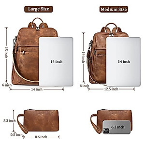 AGLOD Leather Backpack Purse for Women Fashion Ladies Multipurpose Designer Handbags Shoulder Bag Teens Girls Travel Bag Casual Daypacks with Wristlet