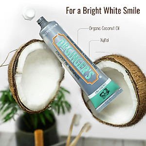 Dr. Ginger's Coconut Oil Care 2pc Bundle, All-Natural Toothpaste (4oz) & Mouthwash (14fl oz) for Fresh Breath, Gum Health, Brightening, & Plaque Prevention, Ultimate Oral Care, Coconut Mint Flavor