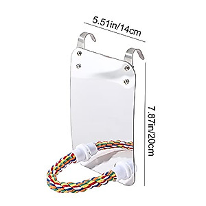 Bird Mirror Birdcage Perches Mirror Cotton Rope Standing Bar Claw Birdcage Chew Toy for Birdcage Stand Perch Budgie Parakeet Cockatiels