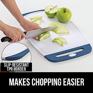 Gorilla Grip Cutting Boards Set of 3 and Manual Can Opener, Cutting Boards Are Slip Resistant, Can Opener Includes Built in Bottle Opener, Both in Blue Color, 2 Item Bundle