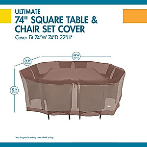 Duck Covers Ultimate Waterproof Square Patio Table and Chair Set Cover, 74 Inch