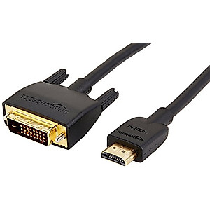Amazon Basics HDMI to DVI Adapter Cable, Bi-Directional 1080p, Gold Plated, Black, 6 Feet, 24-Pack