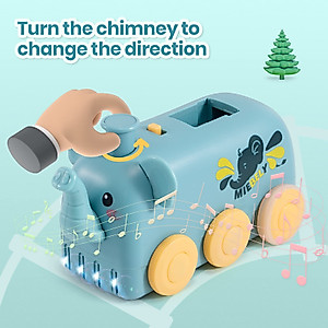 O WOWZON 3 in 1 Automatic Domino Train Toy-140 PCS Building and Stacking Electric Running Toys Light & Sound Trains, Colorful Fun Stickers and Chess Game,Storage Bag,Gift for Boys Girls kids