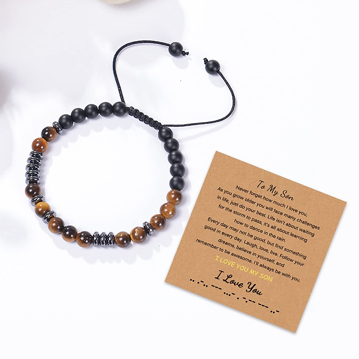 To My Grandson Bracelets Morse Code Bracelets Adjustable Teen Bracelets Birthday Gift for Grandson Morse Code With The People Closest To You