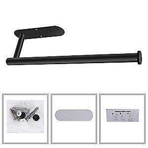 Aussido Paper Towel Holder Under Cabinet 13.2 inch Adhesive and Wall Mount Stainless Steel Paper Towel Holder Under Counter for Kitchen (Black)