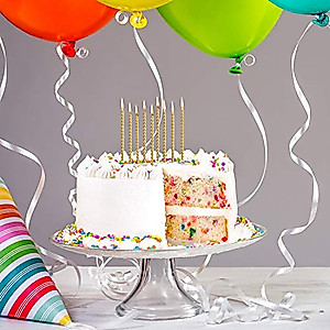 30 Pieces Birthday Candles Spiral Cake Candles Metallic Cupcake Candles Long Thin Cake Candles in Holders for Birthday Wedding Party Cake Decorations (Gold)