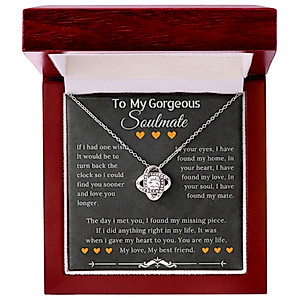 ZILORRA Gifts for Soulmate - Soulmate Necklace for Women, Wife Necklace from Husband, Girlfriend Necklace from Boyfriend, Message Card, Gift Box