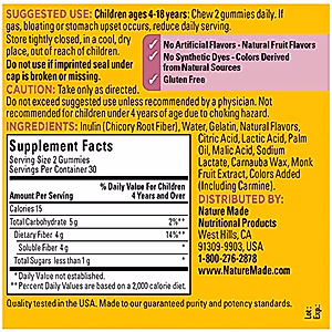 Nature Made Kids First Fiber Gummies, 60 Count for Digestive Health