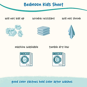 Bedmoon Boys Twin Sheets, Kids Car Truck Bed Sheet Set with Non-Slip Fitted Sheet, Boys Soft Microfiber Twin Sheets & Pillowcases, White