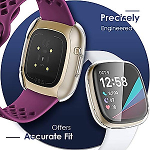 Maledan Compatible with Fitbit Versa 3 and Sense Screen Protector, 3 Pack Clear Ultra Thin Full Protective TPU HD Protector for Fitbit Sense/Versa 3 Case Cover Accessories and Bands Women Men
