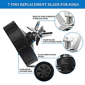 SS101 Blender Blade Replacement for Ninja, 7-Fins Blender Blade Compatible with Nutri Ninja Foodi Power Blender SS150,SS151,SS300, SS350,SS351, SS351TGT, CO351B, SS100, SS101, SS101C, CO101B