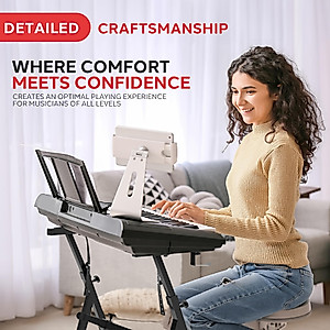 Pyle Heavy Duty Folding Keyboard Sturdy Reinforced Z Design w/Adjustable Width & Height, Foam Padded Arms, Digital Stand, Fits 54-88 Key Electric Pianos, for Travel & Storage PKST38 , Black