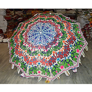 Garden Umbrellas-Garden Parasol Umbrellas, Patio Umbrellas, Handmade Umbrellas, Decorative Umbrellas for Bridal Shower, Outside Umbrella for Garden, Wedding Party Umbrella (White Elephant)