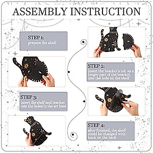 Cute Wall Shelf Wooden Crystal Shelf with 3 Crystals Stones Wall Mounted Crystal Display Shelf Decorative Crystal Wall Shelf Crystal Organizer Floating Shelves for Living Room Bathroom Decor (Cat)