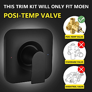 Replacement for Moen T2471BL Genta LX Posi-Temp Valve Trim Kit, Matte Black