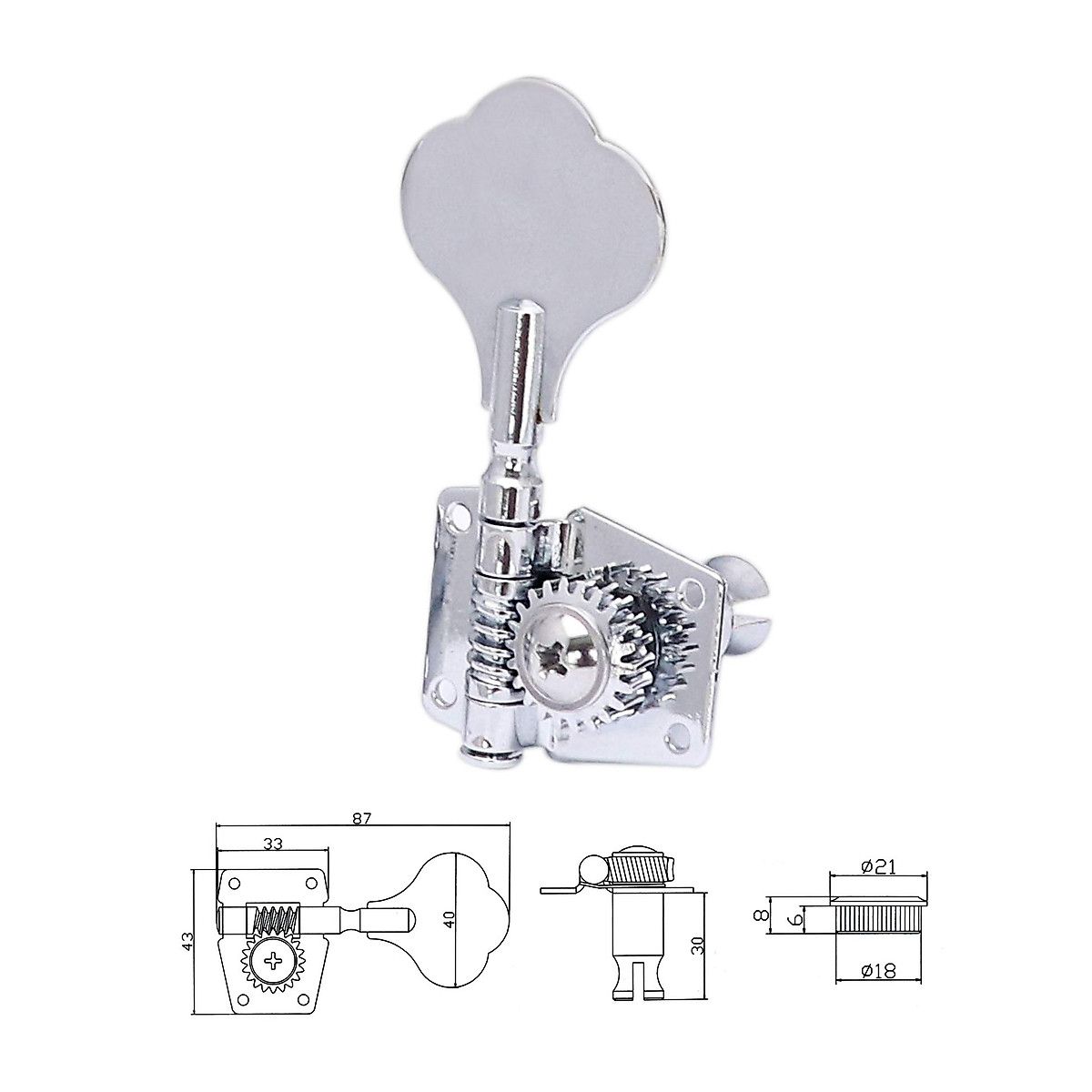 Metallor Vintage Open Gear Machine Heads Tuners Tuning Pegs 4 In Line Right Hand Guitar Parts Replacement for P Bass J Bass Chrome 4PCS