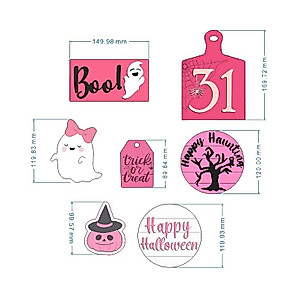 Happy Halloween Tiered Tray Decoration Set, Cute Trick-or-Treat Ghosts Wooden Signs Decor, for Kitchen Home Table Mini Decor Holiday Party Supplies Rustic Farmhouse Tray Sets (D)