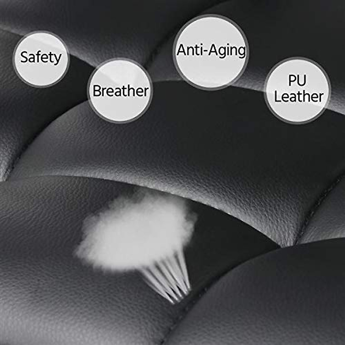 Yaheetech 4pcs Adjustable Bar Stools Kitchen Counter Barstools Bar/Counter Height Stool Chairs PU Leather Hydraulic Swivel Dining Chair with Armrest, Black