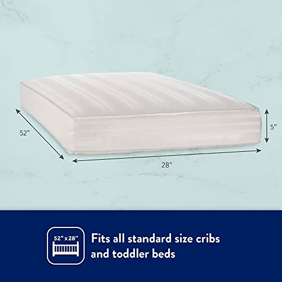 Kolcraft BabyPedic Bubbie Extra Firm Coil Waterproof Baby Crib Mattress and Toddler Mattress, Airy Comfort, Greenguard Air Quality Certified - Made in USA, 52"x28"