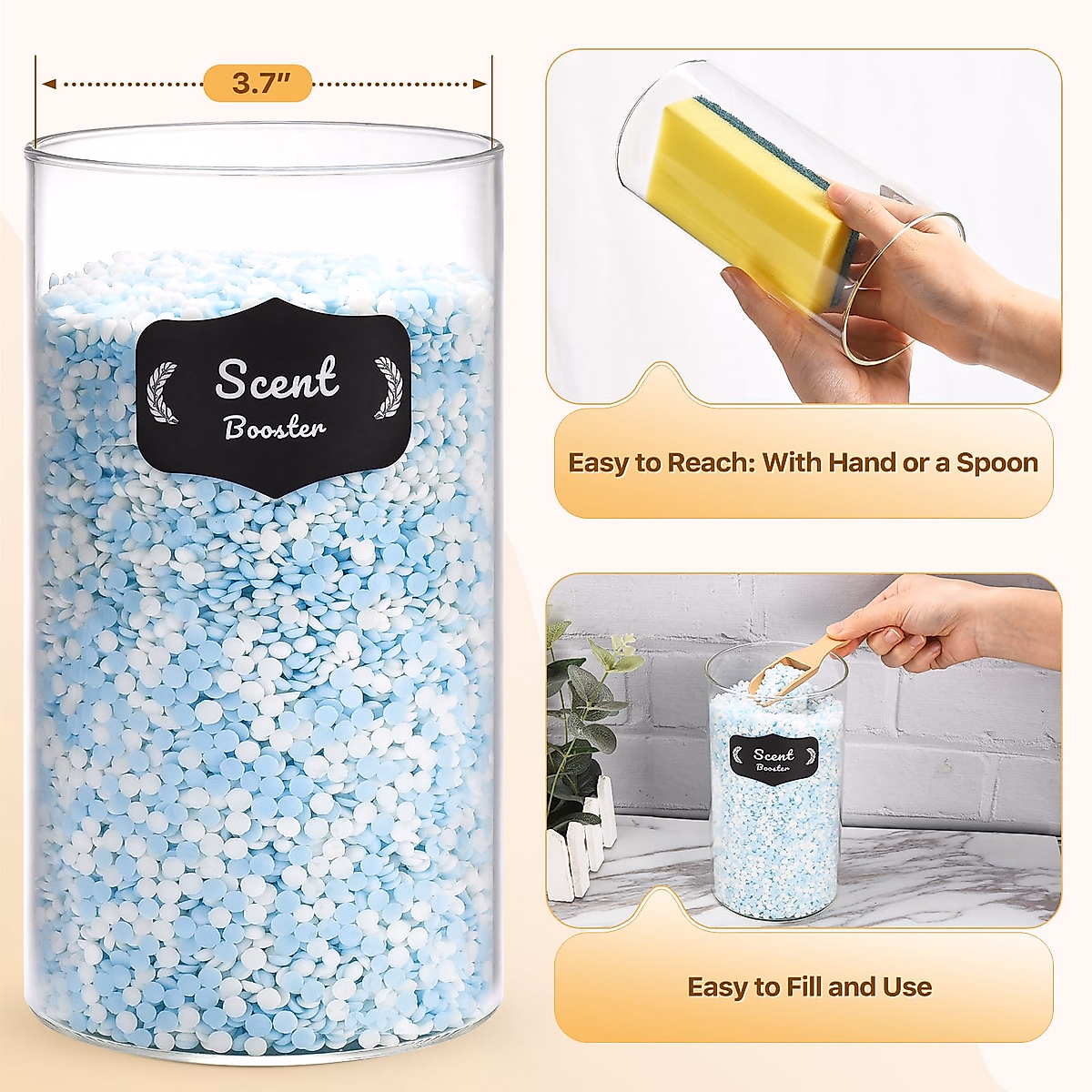 GADFISH Laundry Pods Container, Laundry Detergent Container for Laundry Detergent Pods, Powder, Scent Booster, Stain Remover, Laundry Room Organization - 3 Pack (with Wooden Tray & Spoon, Tong, Scoop)