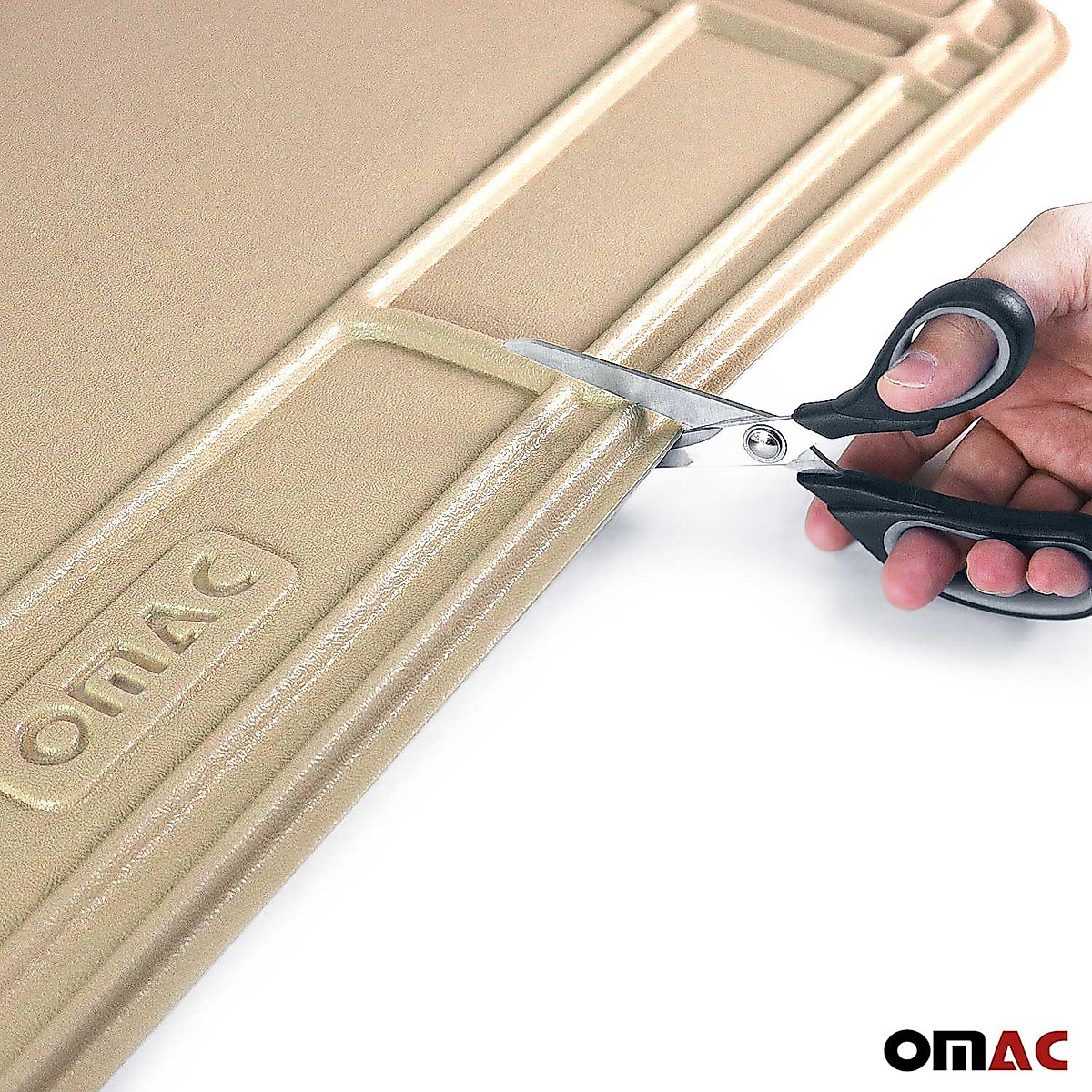OMAC Under The Sink Mat, Trimmable, Waterproof, Raised Edge Cabinet Liner Protector for Kitchen and Bathroom, 34.64 by 22.44 inches, Beige