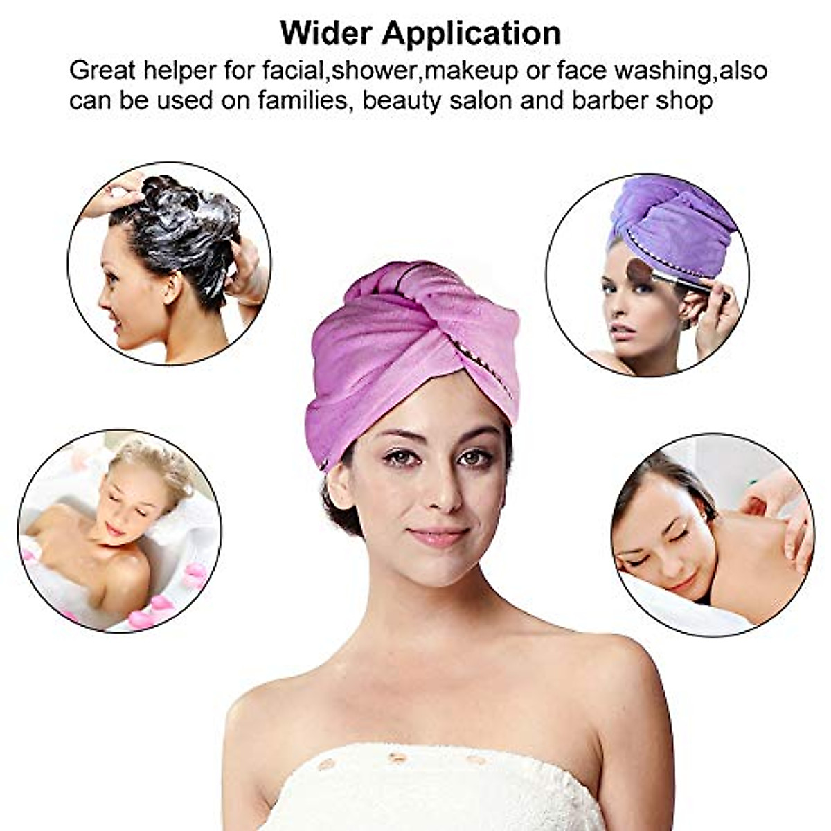 YesTree 3 Pack Microfiber Hair Towel Wrap for Women, 11 inch * 26 inch Fast Drying Hair Turban Soft, Anti Frizz Hair Wrap Towels for Drying Curly, Long & Thick Hair (Rose Red & Blue & Purple)
