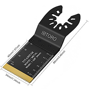 IBTORO 4PCS Titanium Oscillating Multitool Wood Metal Blades Fit Porter Cable Black & Decker Rockwell Ridgid Ryobi Milwaukee Chicago Craftsman
