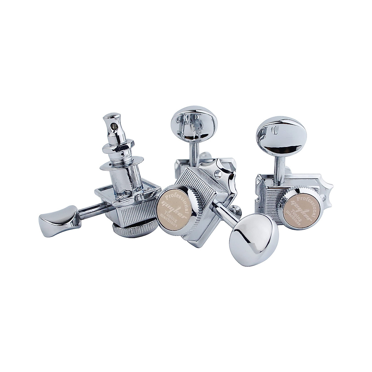 Guyker 6-in-line Vintage Guitar Lock String Tuners – Locking Tuning Key Pegs Machine Heads Replacement Parts for ST TL Style Electric Guitars Gear Ratio 1:15 – chrome