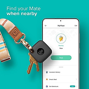 Tile Mate (2022) 1-Pack.Black. Bluetooth Tracker, Keys Finder and Item Locator for Keys, Bags and More; Up to 250 ft. Range. Water-Resistant. Phone Finder. iOS and Android Compatible.