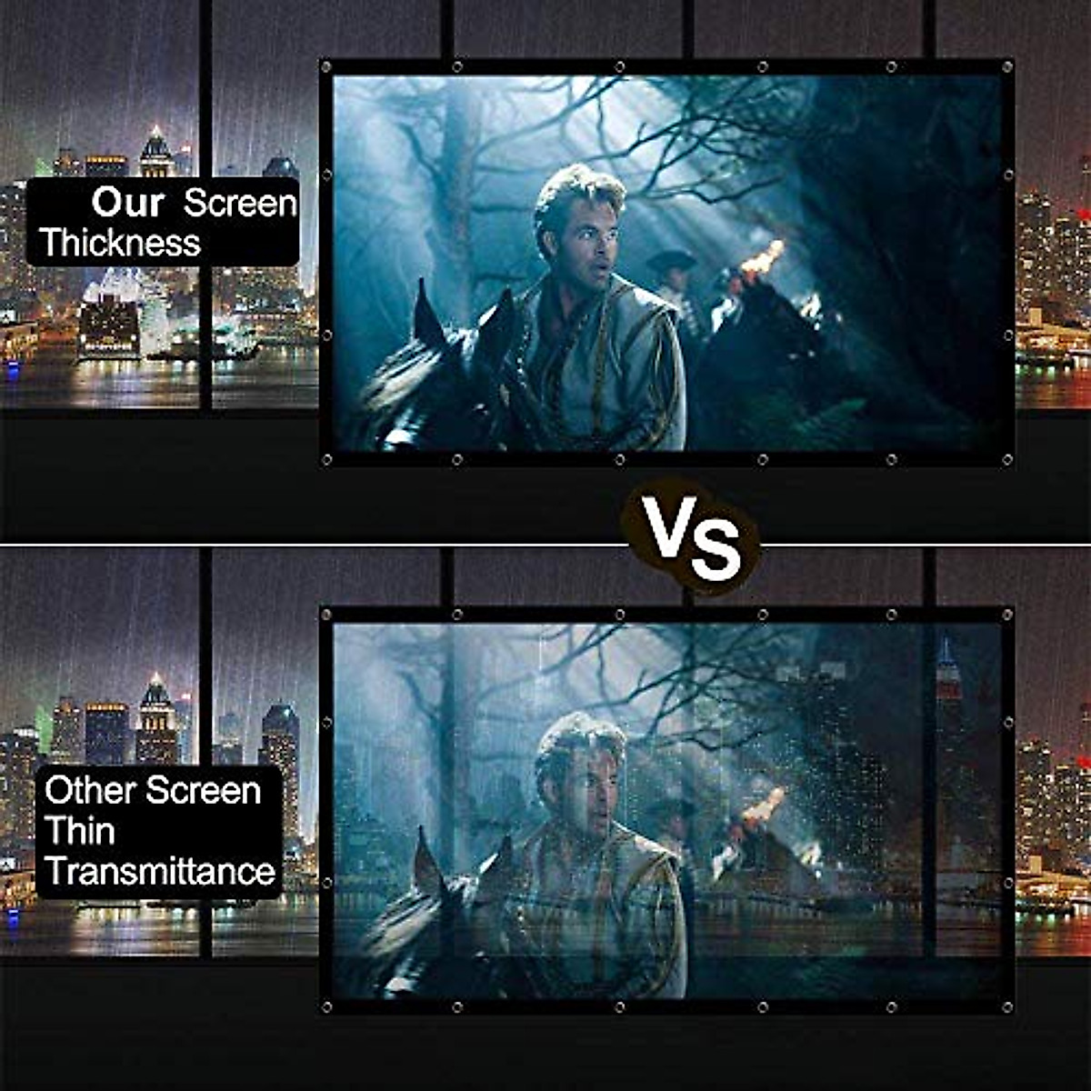 Projection Screen 120 Inch 16:9 HD Foldable Anti-Crease Portable Outdoor Indoor Projector Movies Screen Wall Mount for Home Theater Support Front and Rear Projection