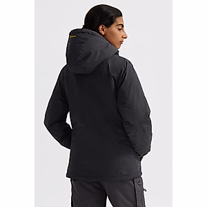 GEMYSE Women's Ski Snow Jacket Warm Winter Waterproof Coat Snowboard Rain Jacket Hooded Windproof Windbreaker（Graphite Grey,Medium）