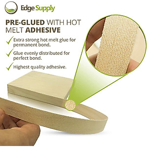 Edge Supply Maple 7/8" X 250' Roll Preglued, Wood Veneer Edge Banding, Iron on with Hot Melt Adhesive, Flexible Wood Tape Sanded to Perfection. Easy Application Wood Edging, Made in USA.