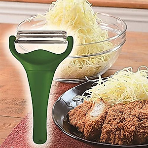 Noji CBP-04G Cabbage Peeler, Julienne, 2 Blade for Sharping, Max, Dark Green