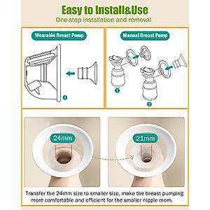 Flange Inserts 9PCS 17/19/21mm*3 Compatible with Momcozy S9/S9pro/S10/S12/S12pro/Spectra/Medela/TSRETE 24mm Breast Pump Shields/Flanges,Reduce 24mm Tunnel Down to Correct Size