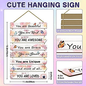 Paquesta Girls Room Decor Butterfly Wall Decor for Girls Bedroom Inspirational Wall Art for Kids Pink Wall Decorations Little Girl Toddler Room Wood Sign Nursery Room Decor (Butterfly)