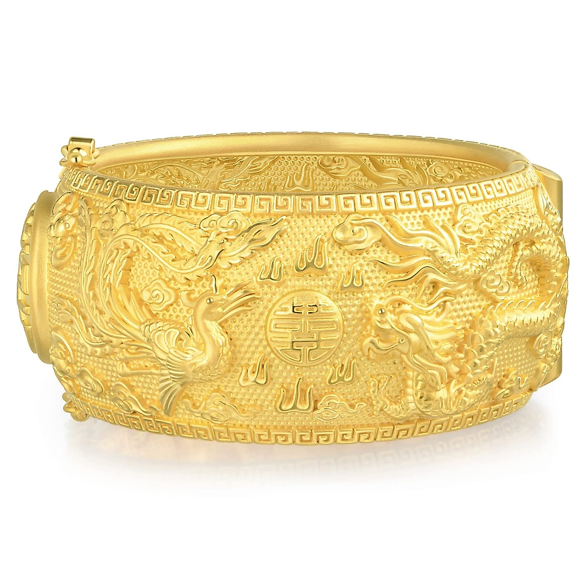 CHOW SANG SANG 999.9 24K Solid Gold Price-by-Weight 31.81g Gold Dragon & Phoenix Bangle for Women and Wedding Occasion 91466K | Size: 7