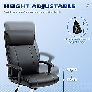 Vinsetto Executive Office Chair, PU Leather Computer Chair with 360 Degree Swivel Wheels, Adjustable Height, Tilt Function, Black