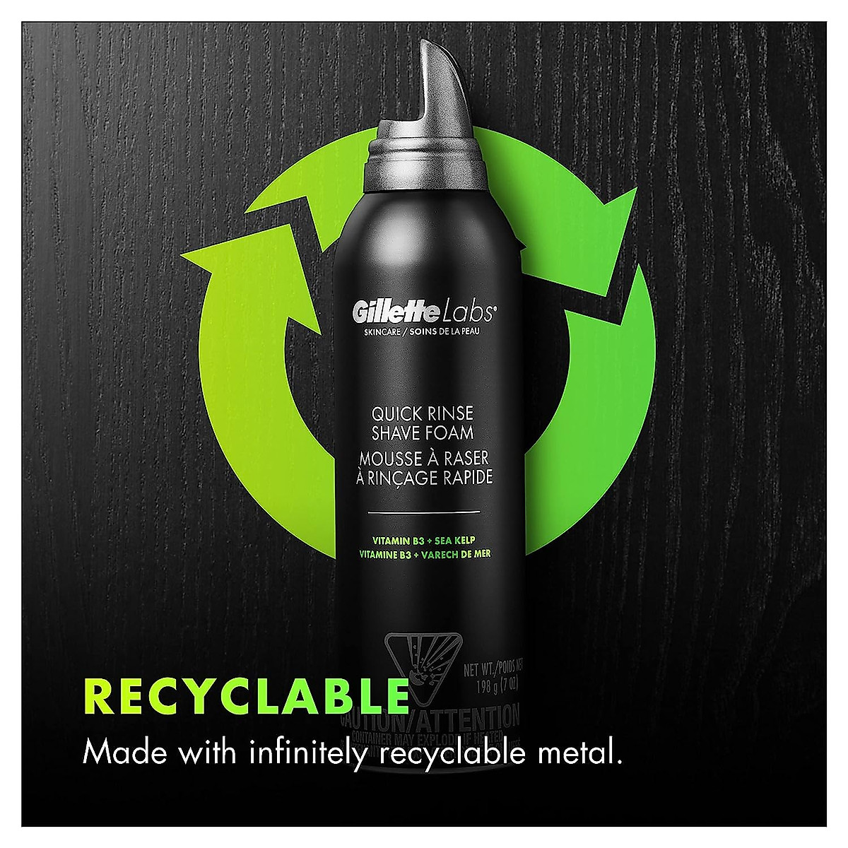 Gillette Labs Quick Rinse Lightweight Shave Foam for Men, Shaving Foam that Helps Protect the Skin, 8.1 OZ