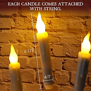 Halloween Decorations - 12Pcs Floating Candles with Wand - Flickering Warm Light Flameless Hanging Candles Set Decor for Indoor Home Bedroom
