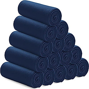 15 Pieces Fleece Blankets Bulk 50 x 60 Inch Double sided Ultra Soft Fleece Throw Blankets Bulk Lightweight Warm Cozy Airplane Blanket Pet Blankets for Home Office Wedding Gifts Outdoor Use (Navy Blue)