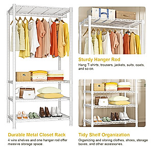 Ulif H2 Heavy-Duty Portable Closets, 4-Tier Freestanding Garment Rack Suit for Small Space and Corner, Closet Organizer System Portable Closet Wardrobe, Max Load 500 LBS, White