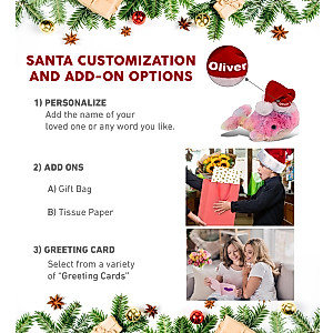 DolliBu Santa Rainbow Whale Stuffed Animal Plush Toy - Super Soft Wild Animal Dress Up with Red Santa Claus Hat, Cute Wildlife Gift, Perfect Holiday with Name Personalization - 7 Inches