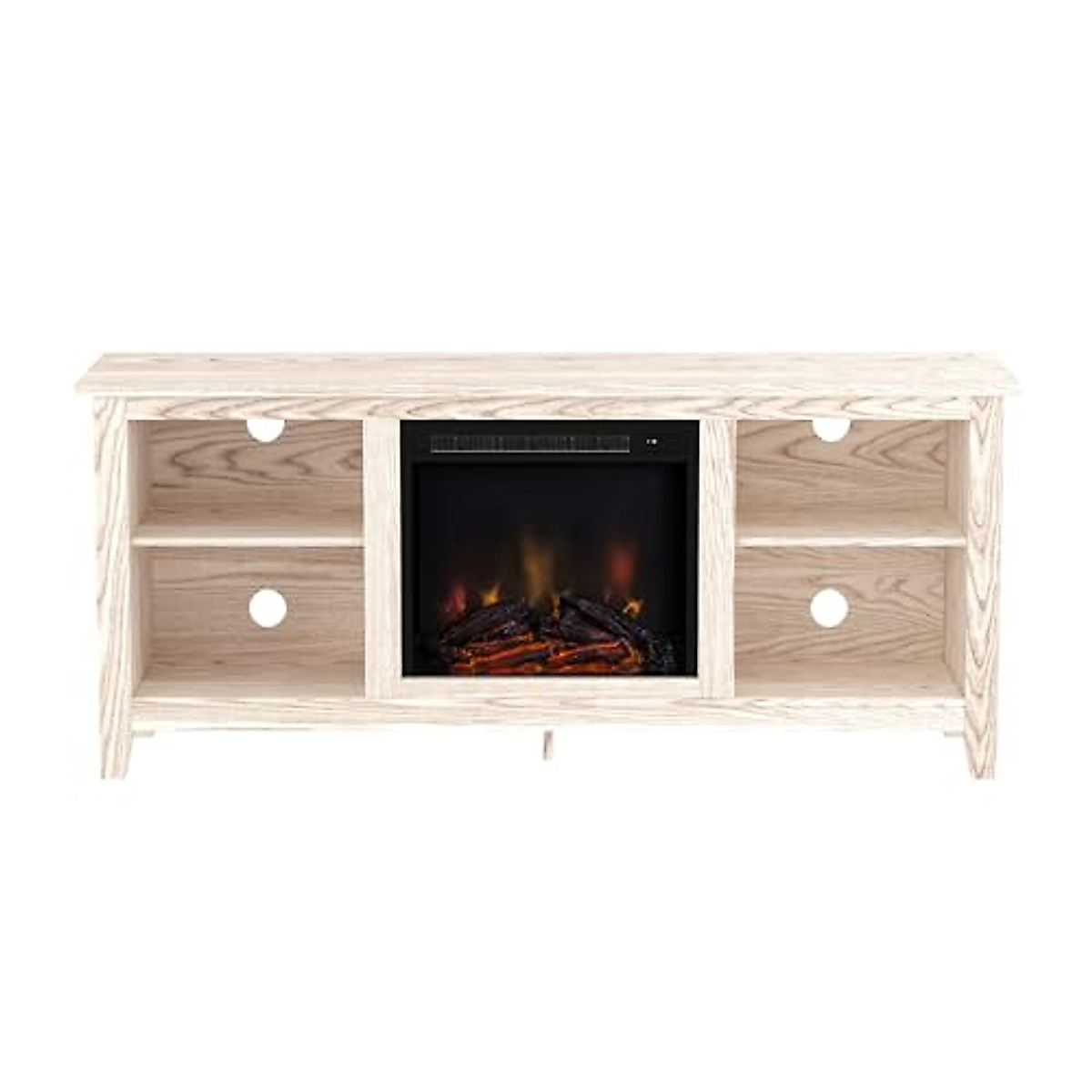 Walker Edison Wren Classic White Wash TV Console for 65 + Inch Television Fireplace Entertainment Center, 58 Inch