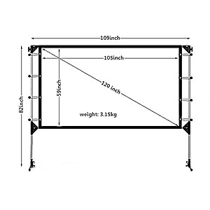 NMEPLAD Projector Screen with Stand 120 Inch Portable Projection Screen 16:9 4K HD Rear Front Projection Wrinkle-free Projection Screen For Indoor Outdoor Home Theater/Backyard/Travel With a Carry Bag