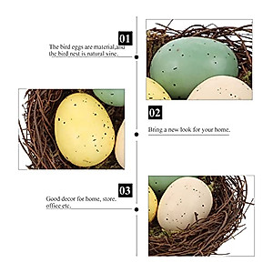 ARTIBETTER Artificial Bird Nest with 3 Bird Eggs Country Style Simulation Twig Bird Nest Handmade Rattan Nest DIY Craft Tree Ornament for Easter Garden Decor