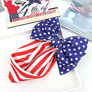 YanJie 4th of July Baby Nylon Headbands, Red Blue White Star Hair Accessories with Big Bows for Newborns, Infants, and Toddler Girls (America Flag)
