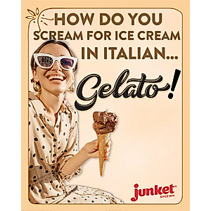 Junket Gelato Mix: Stracciatella (Vanilla Chocolate), Dark Chocolate, and Strawberry Cheesecake, Homemade Gelato Ice Cream Mix for Ice Cream Maker or Stir By Hand, Start to Finish in Minutes, 4 ounce box, Yields 1 quart Gelato (Variety Pack of 6)