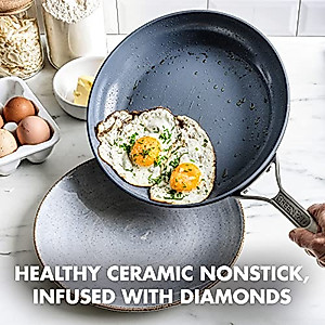 GreenPan Paris Pro Hard Anodized Healthy Ceramic Nonstick, 10" Frying Pan Skillet, PFAS-Free, Dishwasher Safe, Grey