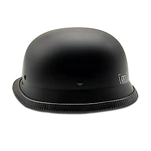 German Style Motorcycle Helmet, Thin Skull Cap Half Helmet for Adult Men Women, Novelty DOT Half Shell Helmet, Retro Half Face Helmet for Cruiser Scooter Chopper, DOT Approved (Matte Black, Large)