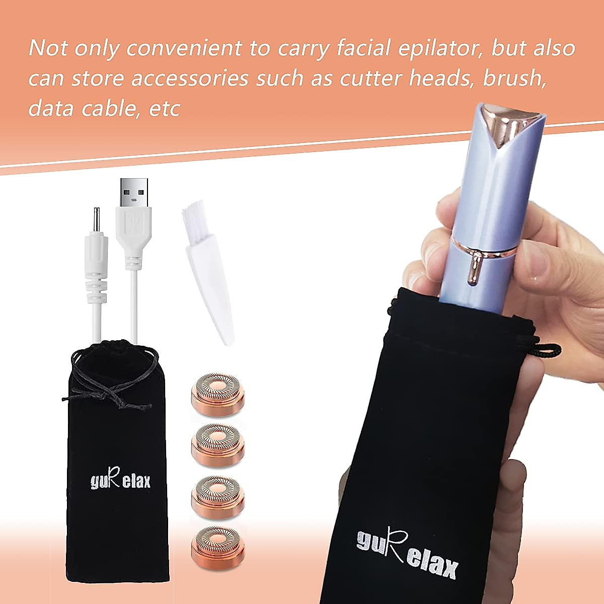 Gurelax Replacement Heads for Finishing Touch Flawless Facial Hair Remover, Replacement Blades Compatible with Flawless Hair Removal Gen 2, As Seen on TV 18k Gold with Flannel Bag